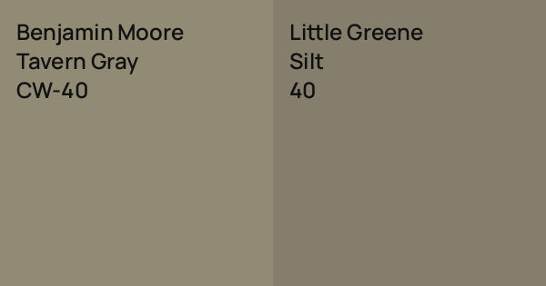 Benjamin Moore Tavern Gray vs. Little Greene Silt comparison