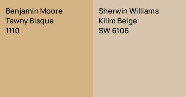 Benjamin Moore Tawny Bisque vs. Sherwin Williams Kilim Beige comparison