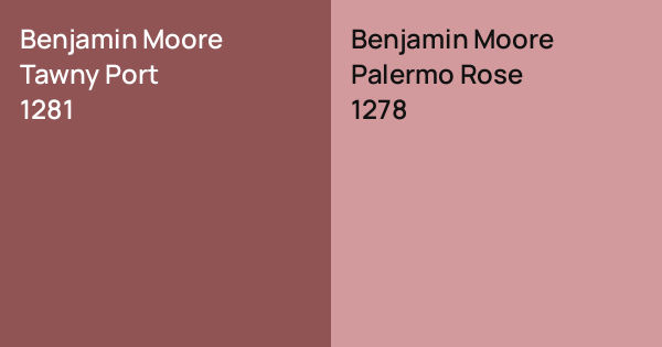 Benjamin Moore Tawny Port vs. Benjamin Moore Palermo Rose comparison