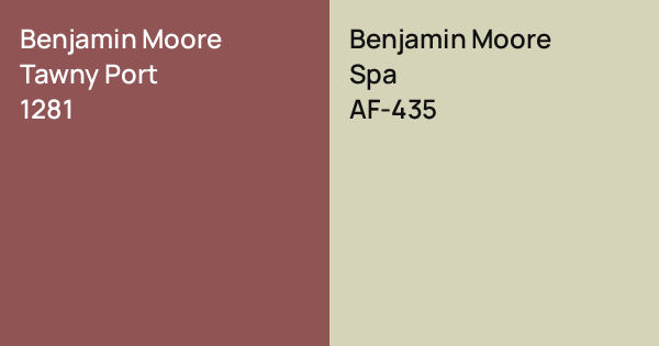 Benjamin Moore Tawny Port vs. Benjamin Moore Spa comparison