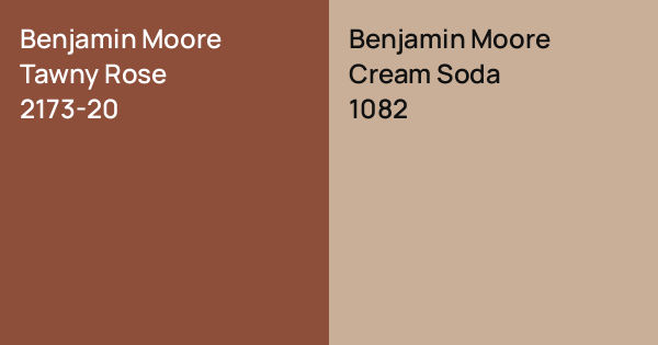 Benjamin Moore Tawny Rose vs. Benjamin Moore Cream Soda comparison