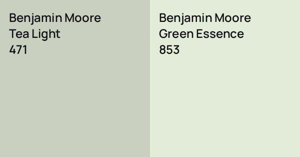 Benjamin Moore Tea Light vs. Benjamin Moore Green Essence comparison