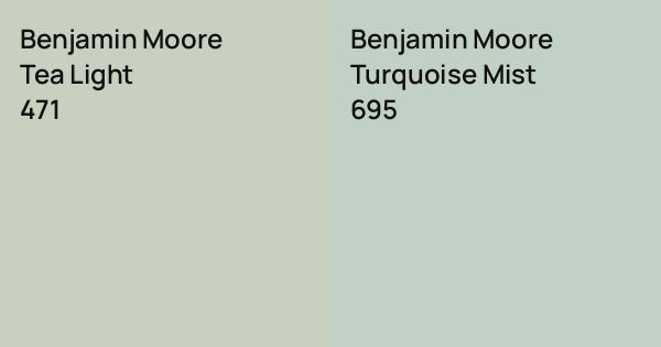 Benjamin Moore Tea Light vs. Benjamin Moore Turquoise Mist comparison