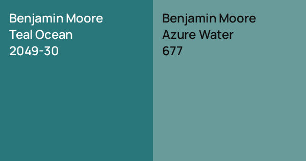 Benjamin Moore Teal Ocean vs. Benjamin Moore Azure Water comparison