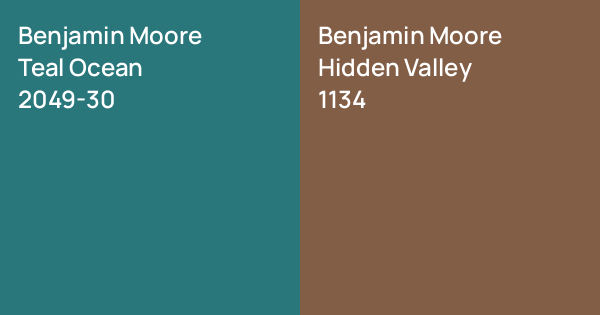 Benjamin Moore Teal Ocean vs. Benjamin Moore Hidden Valley comparison