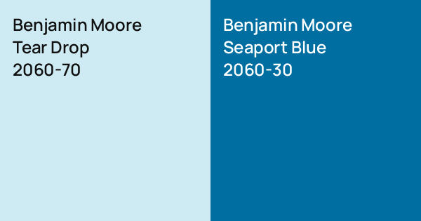 Benjamin Moore Tear Drop vs. Benjamin Moore Seaport Blue comparison