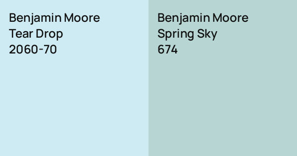 Benjamin Moore Tear Drop vs. Benjamin Moore Spring Sky comparison