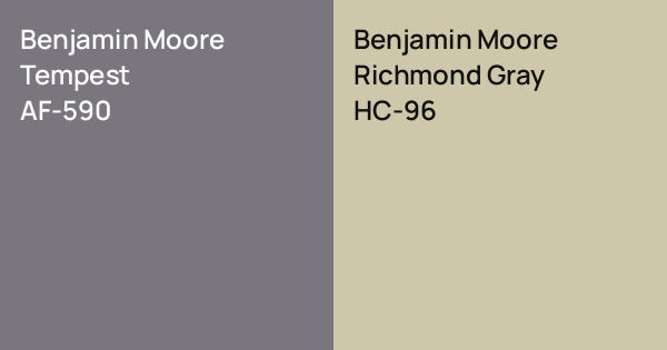 Benjamin Moore Tempest vs. Benjamin Moore Richmond Gray comparison