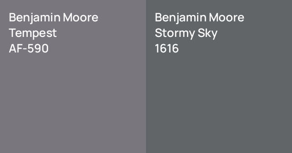 Benjamin Moore Tempest vs. Benjamin Moore Stormy Sky comparison