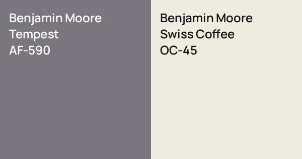 Benjamin Moore Tempest vs. Benjamin Moore Swiss Coffee comparison