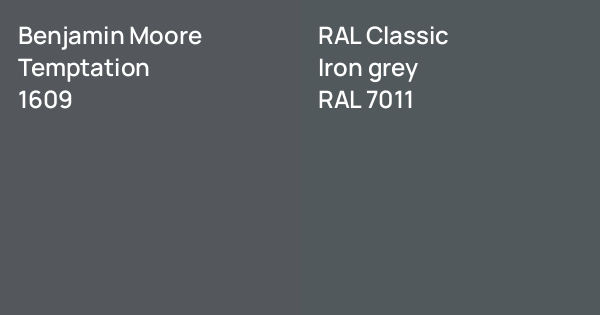 Benjamin Moore Temptation vs. RAL Classic Iron grey comparison