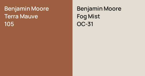 Benjamin Moore Terra Mauve vs. Benjamin Moore Fog Mist comparison