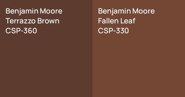Benjamin Moore Terrazzo Brown vs. Benjamin Moore Fallen Leaf comparison