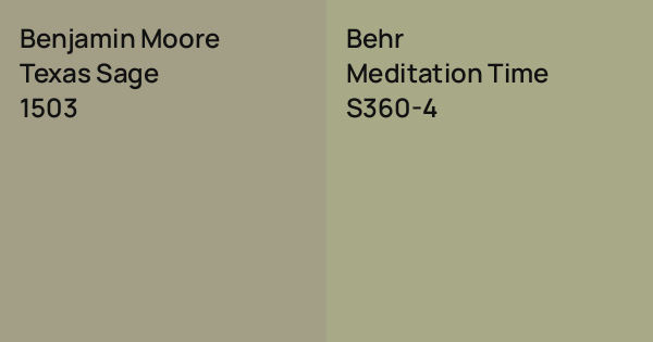 Benjamin Moore Texas Sage vs. Behr Meditation Time comparison