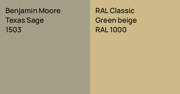 Benjamin Moore Texas Sage vs. RAL Classic Green beige comparison