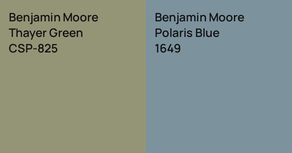 Benjamin Moore Thayer Green vs. Benjamin Moore Polaris Blue comparison