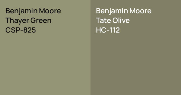 Benjamin Moore Thayer Green vs. Benjamin Moore Tate Olive comparison