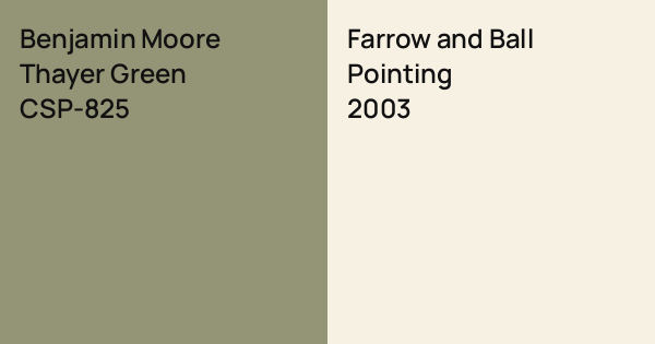 Benjamin Moore Thayer Green vs. Farrow and Ball Pointing comparison