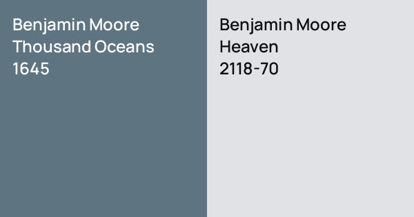 Benjamin Moore Thousand Oceans vs. Benjamin Moore Heaven comparison