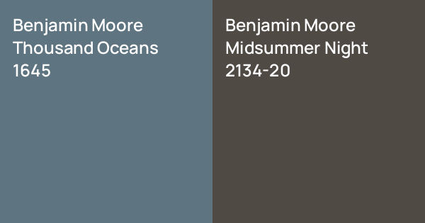 Benjamin Moore Thousand Oceans vs. Benjamin Moore Midsummer Night ...