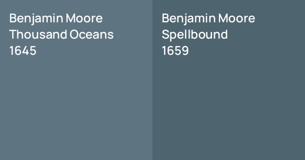 Benjamin Moore Thousand Oceans vs. Benjamin Moore Spellbound comparison