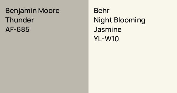Benjamin Moore Thunder vs. Behr Night Blooming Jasmine comparison