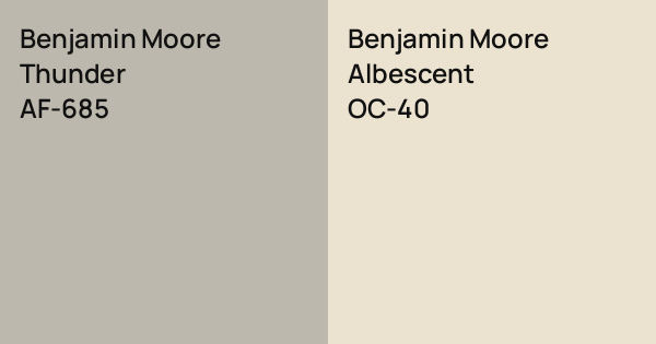 Benjamin Moore Thunder vs. Benjamin Moore Albescent comparison