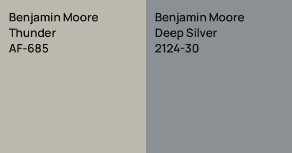 Benjamin Moore Thunder vs. Benjamin Moore Deep Silver comparison