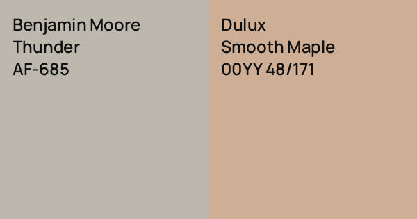Benjamin Moore Thunder vs. Dulux Smooth Maple comparison