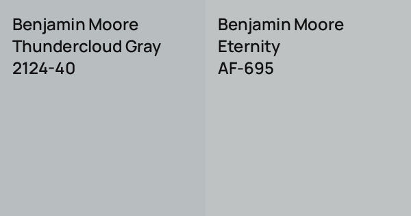 Benjamin Moore Thundercloud Gray vs. Benjamin Moore Eternity comparison