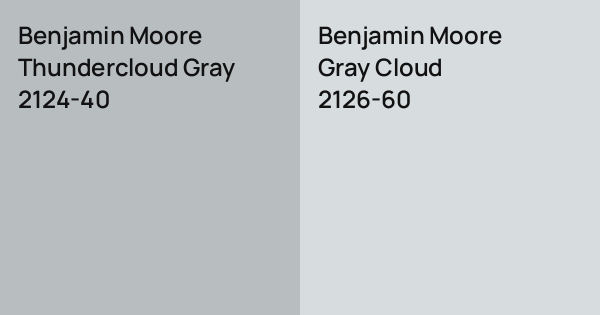 Benjamin Moore Thundercloud Gray vs. Benjamin Moore Gray Cloud comparison