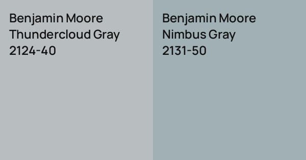 Benjamin Moore Thundercloud Gray vs. Benjamin Moore Nimbus Gray comparison