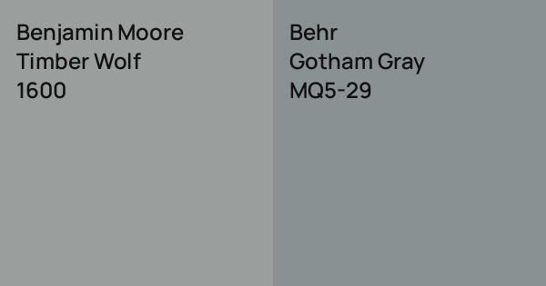 Benjamin Moore Timber Wolf vs. Behr Gotham Gray comparison