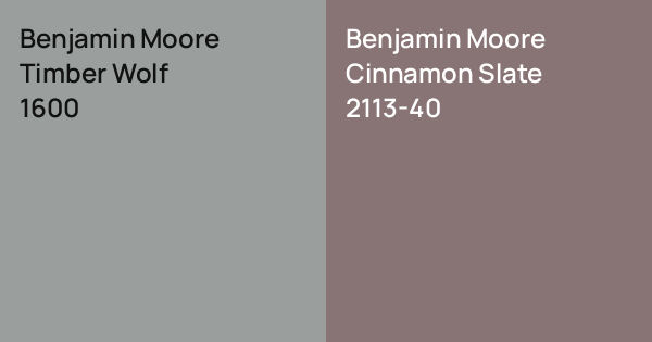 Benjamin Moore Timber Wolf vs. Benjamin Moore Cinnamon Slate comparison