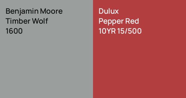 Benjamin Moore Timber Wolf vs. Dulux Pepper Red comparison