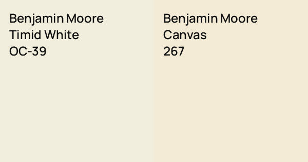 Benjamin Moore Timid White vs. Benjamin Moore Canvas comparison