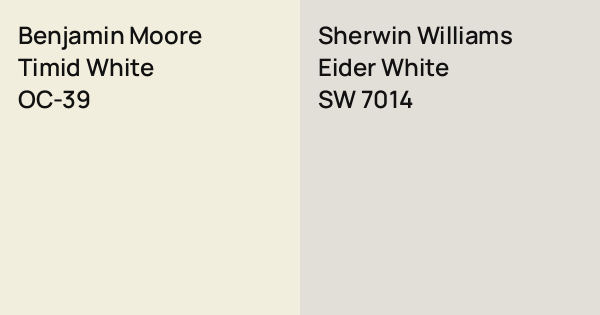 Benjamin Moore Timid White vs. Sherwin Williams Eider White comparison