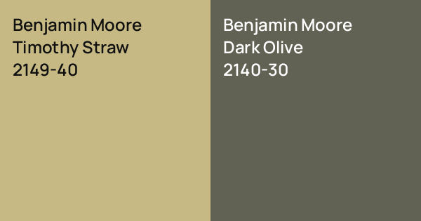 Benjamin Moore Timothy Straw vs. Benjamin Moore Dark Olive comparison