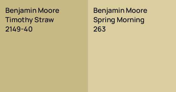 Benjamin Moore Timothy Straw vs. Benjamin Moore Spring Morning comparison