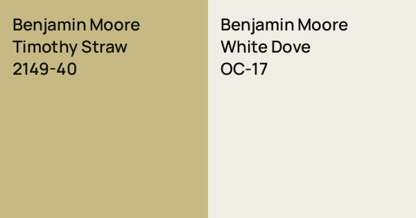 Benjamin Moore Timothy Straw vs. Benjamin Moore White Dove comparison