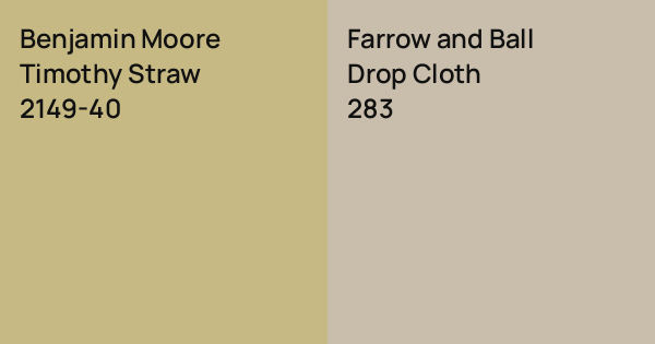 Benjamin Moore Timothy Straw vs. Farrow and Ball Drop Cloth comparison