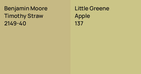 Benjamin Moore Timothy Straw vs. Little Greene Apple comparison