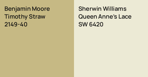 Benjamin Moore Timothy Straw vs. Sherwin Williams Queen Anne's Lace ...