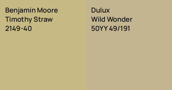Benjamin Moore Timothy Straw vs. Dulux Wild Wonder comparison