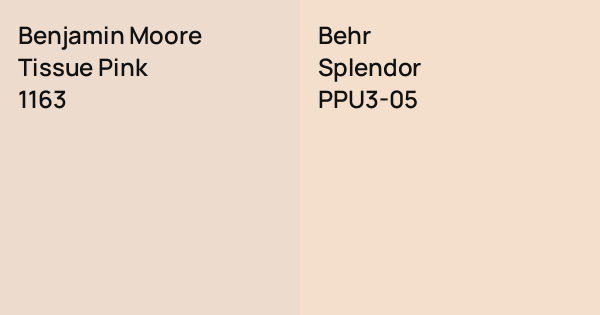 Benjamin Moore Tissue Pink vs. Behr Splendor comparison