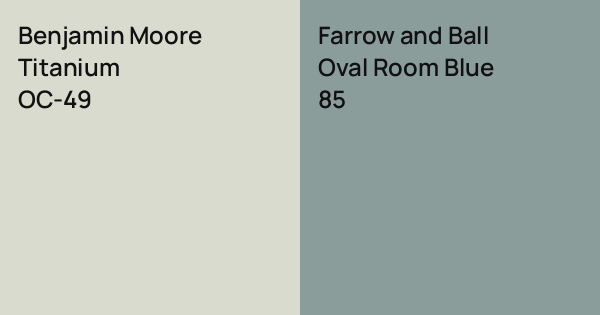 Benjamin Moore Titanium vs. Farrow and Ball Oval Room Blue comparison