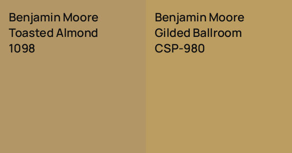 Benjamin Moore Toasted Almond vs. Benjamin Moore Gilded Ballroom comparison