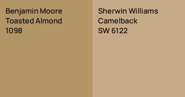 Benjamin Moore Toasted Almond vs. Sherwin Williams Camelback comparison