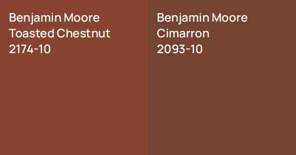 Benjamin Moore Toasted Chestnut vs. Benjamin Moore Cimarron comparison