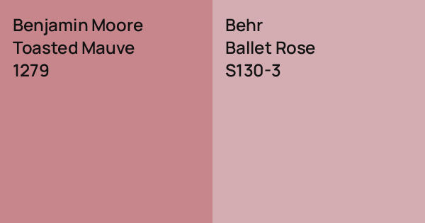 Benjamin Moore Toasted Mauve vs. Behr Ballet Rose comparison